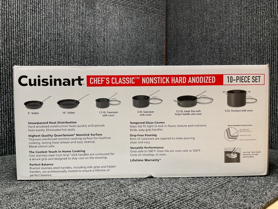 New Cuisinart 66-10 Chefs Classic Non-Stick Hard Anodized 10 Piece ...