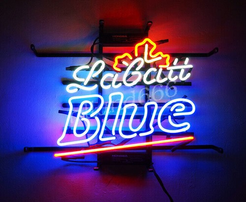 Labatt Blue Beer Real Glass Store Neon Sign Handmade Display Wall Beer ...