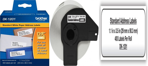 Brother Genuine DK1201 Die-Cut Standard Rolled Address Labels 1 Roll ...