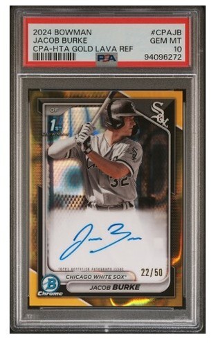 Jacob Burke 2024 Bowman Chrome Gold Lava Refractor 1st Bowman Auto #22/ ...