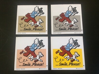 Lot de 4 Autocollants Smile please Tintin TBE | eBay