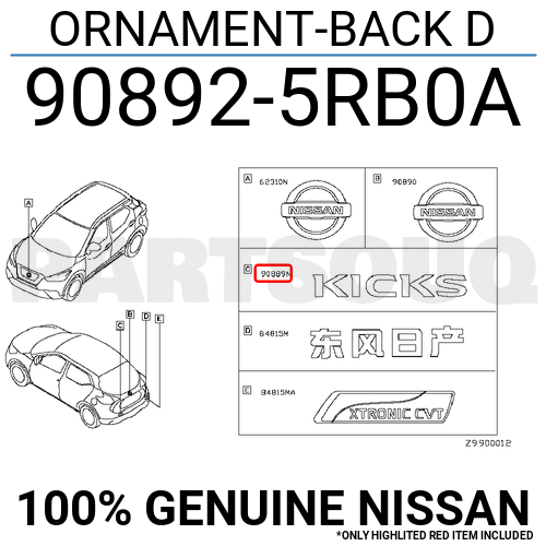 908925RB0A Genuine Nissan ORNAMENT-BACK D 90892-5RB0A | eBay