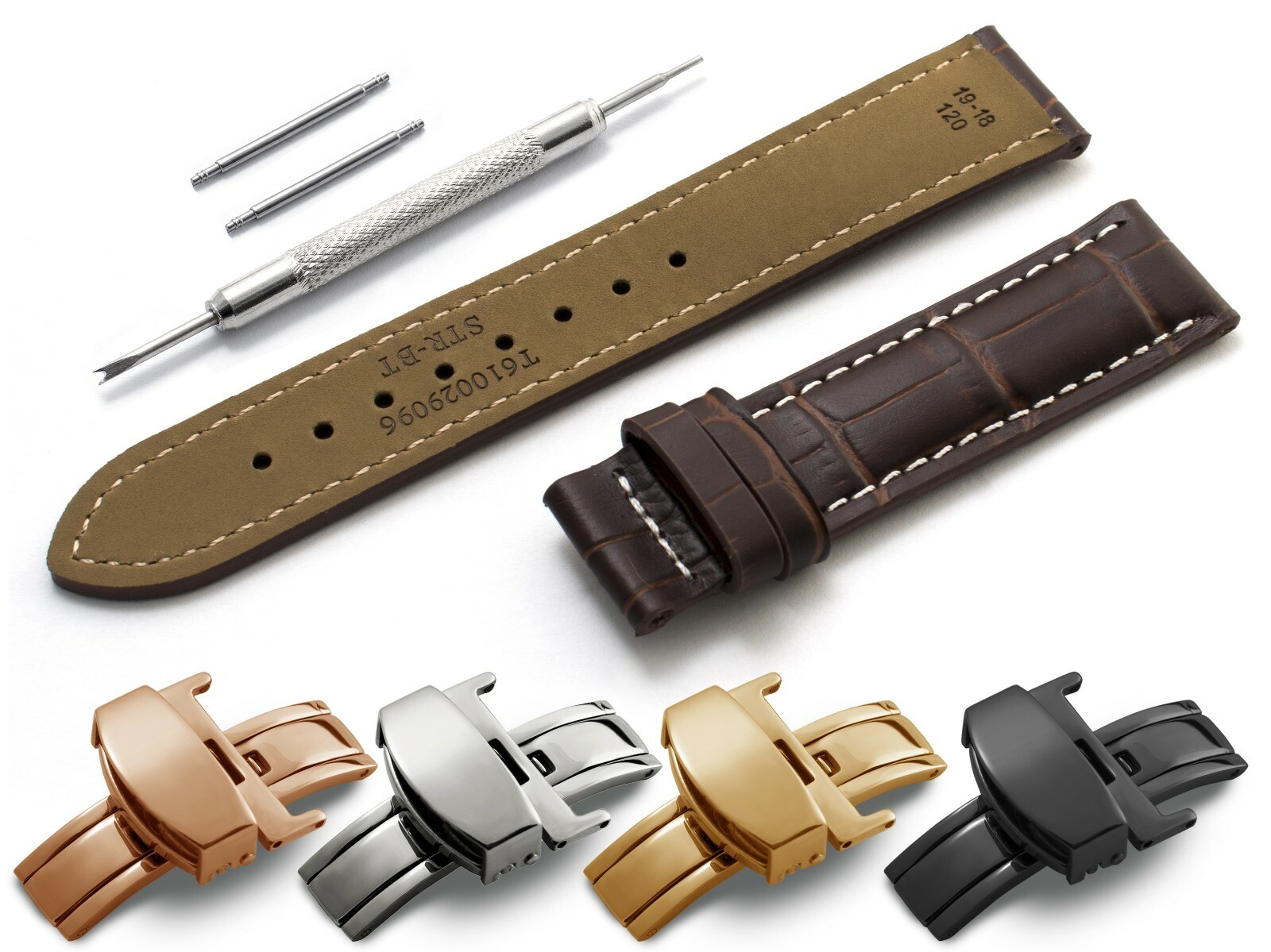 For LONGINES Watch Brown Leather Strap Band Deployment Clasp 18 19 20 ...