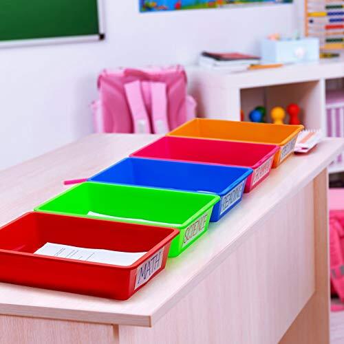 5 Pack – Paper Organizer Bins, Colorful Plastic Turn in Tray, Classroom ...