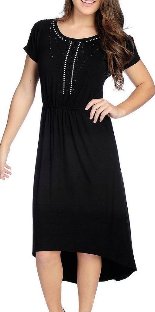 NEW Glitterscape Knit Cold Shoulder Short Sleeved Embellished Hi-Lo ...