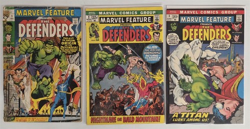 MARVEL FEATURE #1 2 3 COMIC FULL RUN LOT Hulk Dr. Strange 1st Defenders ...