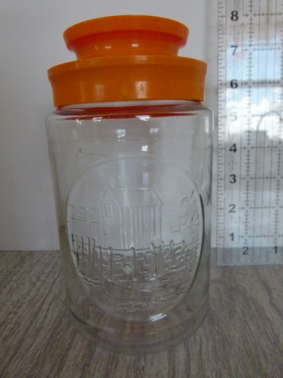 Vintage Anchor Hocking Tang Glass Jar Canister Orange Lid WHARF Storage ...