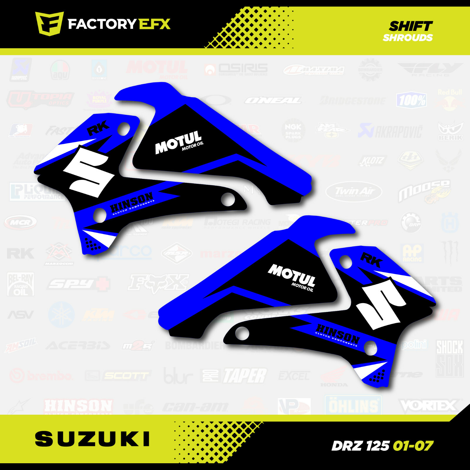 Blue SHIFT Racing Graphic Kit fits Suzuki DRZ125 01-07 DRZ 125 Graphics ...
