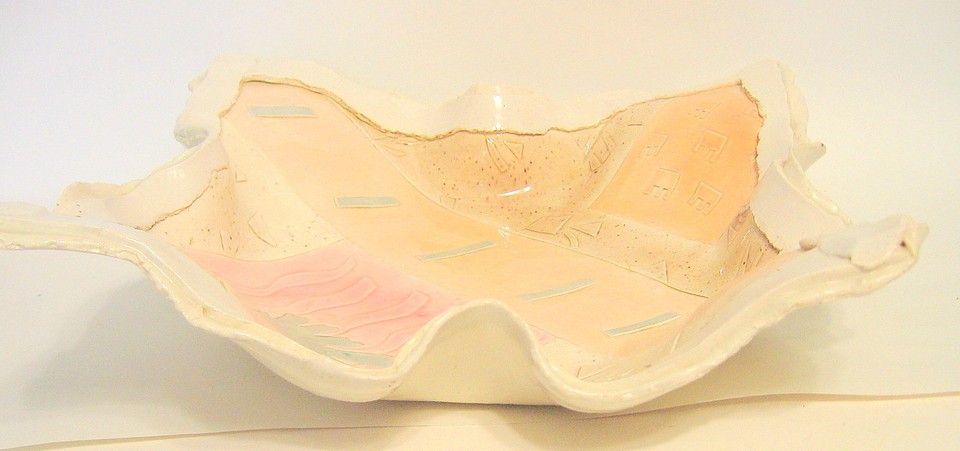 Abstract Hand Built Ceramic Plate Geometric Shapes Large | eBay