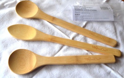 Pampered Chef 3pc BAMBOO WOODEN SPOON Set -Won't Scratch Pans Splinter ...