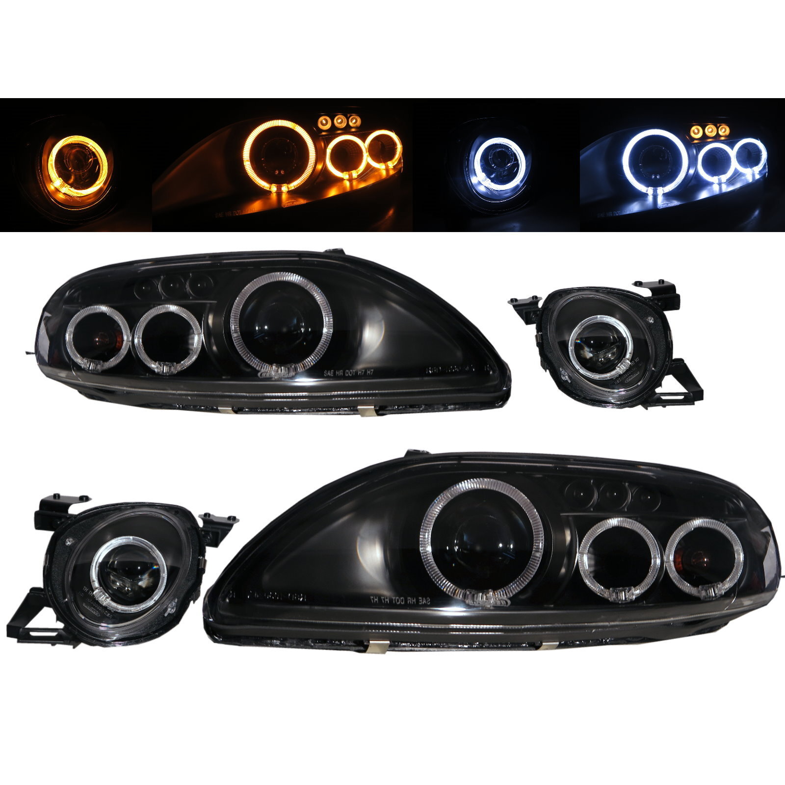 SC300/SC400 Z30 MK1 92-00 2D Guide LED Angel-Eye Headlight BK V2 for ...