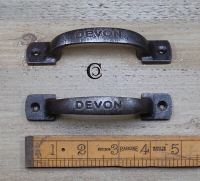 DEVON 120mm Cast Iron Pull Handle Rustic Industrial Drawer Door Knob ...