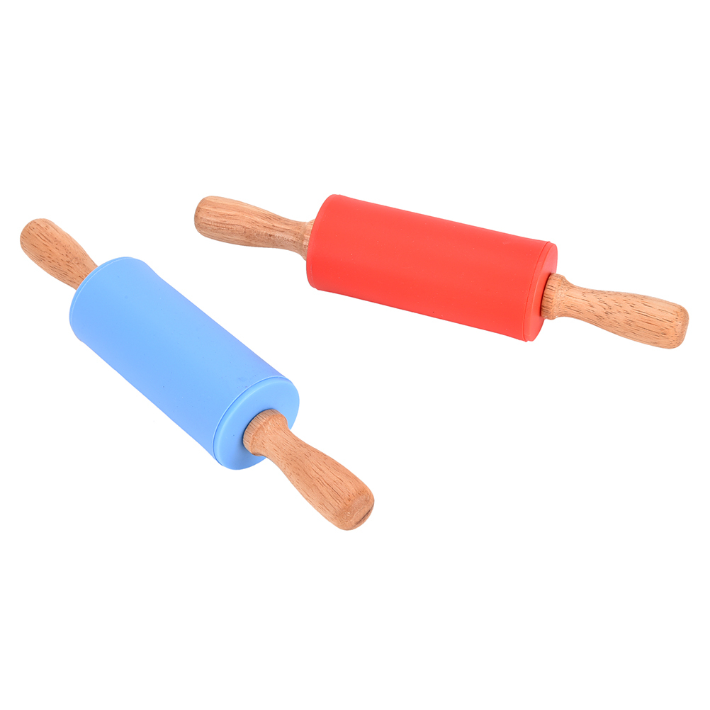 Wooden Handle Non-stick Silicone Rolling Pin Dough Roller Kitchen Tools ...