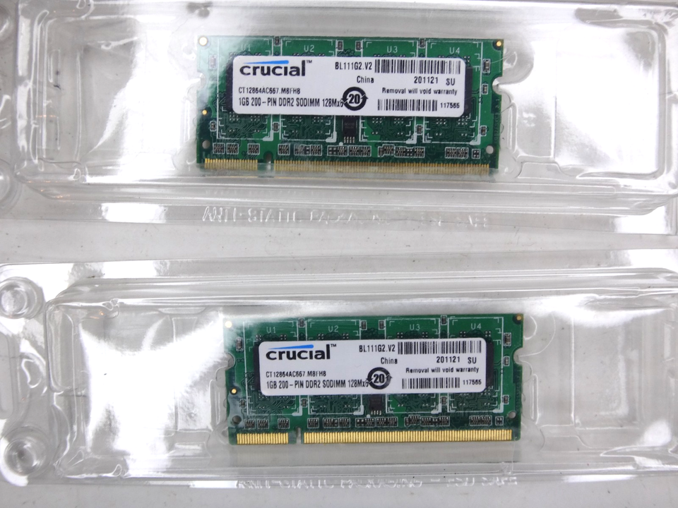 Crucial 2GB Kit (2x 1GB) DDR2 SODIMM 667MHz PC2-5300 Notebook Laptop ...