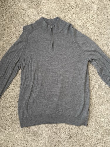Express Sweater Mens Size XL Gray 1/4 Quarter Zip Merino Wool Blend ...