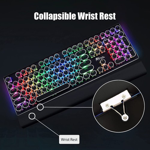 Retro Mechanical Gaming Keyboard 108 Keys RGB Backlit Wired | eBay