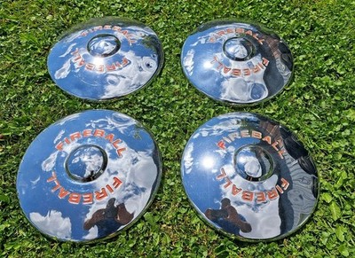 Set of 4 Vintage FIREBALL Hubcaps *UNIVERSAL FIT* 10.5" Hub Caps Camper ...