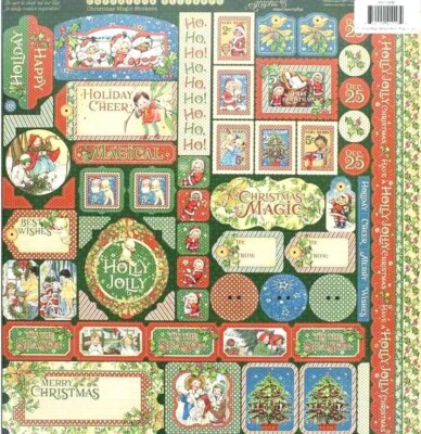 Graphic 45 Christmas Magic Collection 12" Cardstock Tag Label Border ...