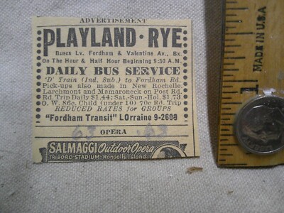 Rye Playland 1963 mini ad Fordham Bus Service vintage clip | eBay
