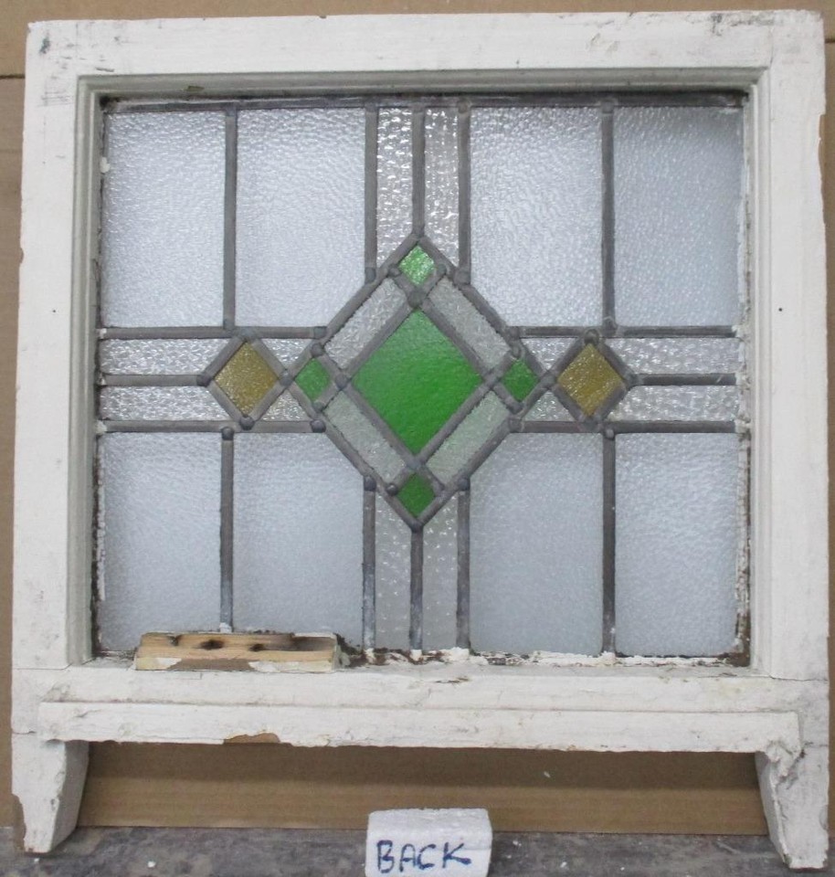 ENGLISH LEADED STAINED GLASS SASH WINDOW Diamond Design 21.5" x 19.5 ...