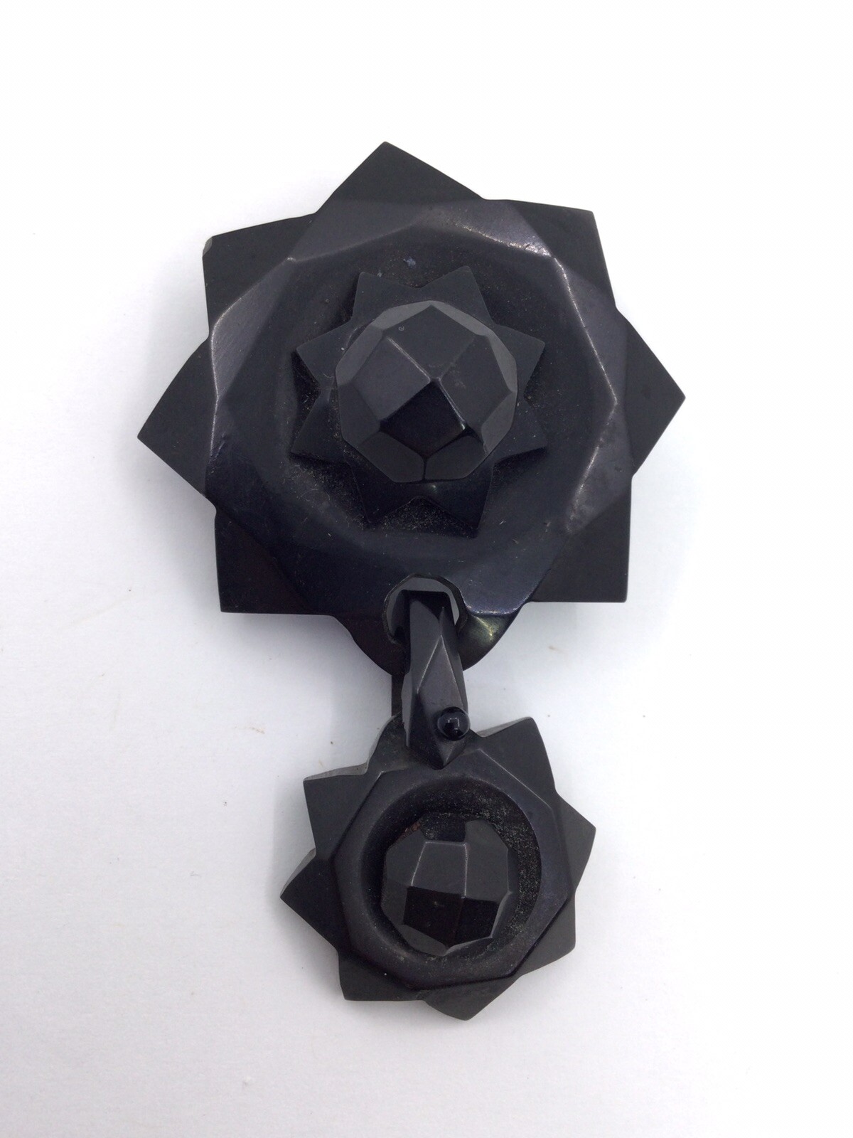 VICTORIAN BLACK JET PIN - 8 POINTED STAR & SMALLER ON… - Gem