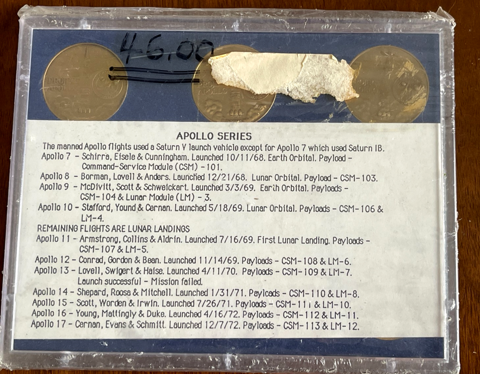 USA Apollo Series Crew Emblems Collector's Sealed Set Of 11 Coins ...