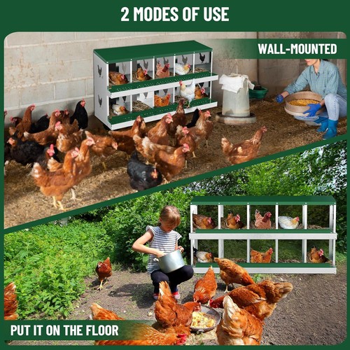 8/10 Holes Chicken Nesting Box Coop Egg Laying Box with Roll Out Egg ...