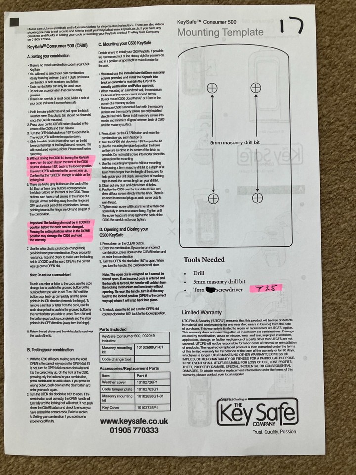 Key Safe Supra C500, Consumer 500, Out Door Wall Mounted, Police ...