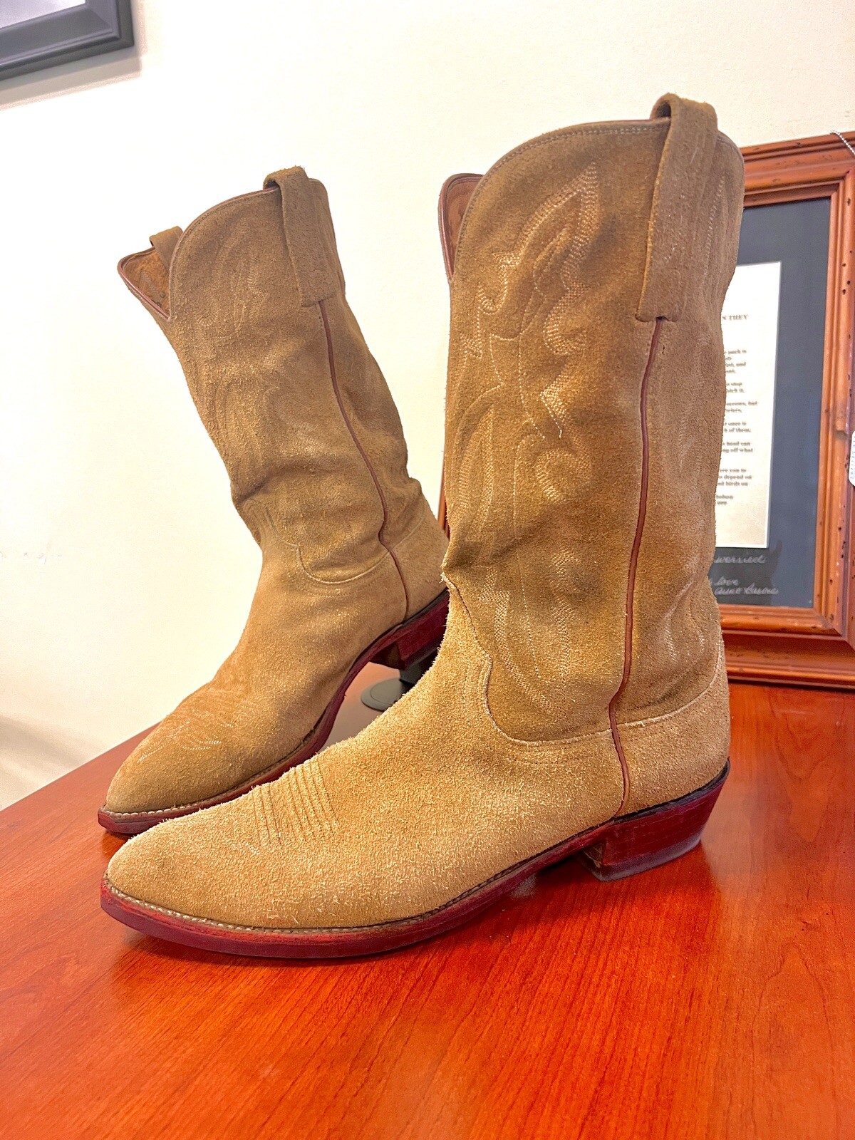 Lucchese Suede Cowboy Boots Roughout Tan Sz 11 EE NSeries Best Fast ...
