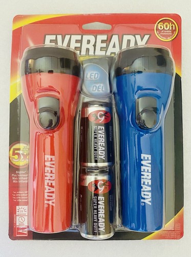 Eveready EVEL152S LED Flashlight - 2 Pack Red/Blue | eBay
