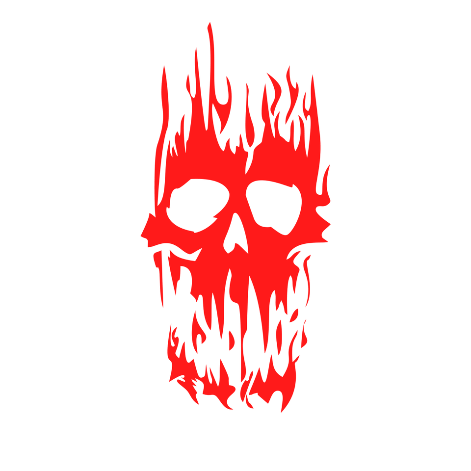 Flaming Skull Decal Stickers Car Motorcycle Wall Window Ghost JDM 22 ...
