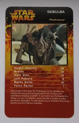 TOP TRUMPS UK 2005 'SEBULBA' EXCLUSIVE SUPER TOP TRUMPS CARD (single ...