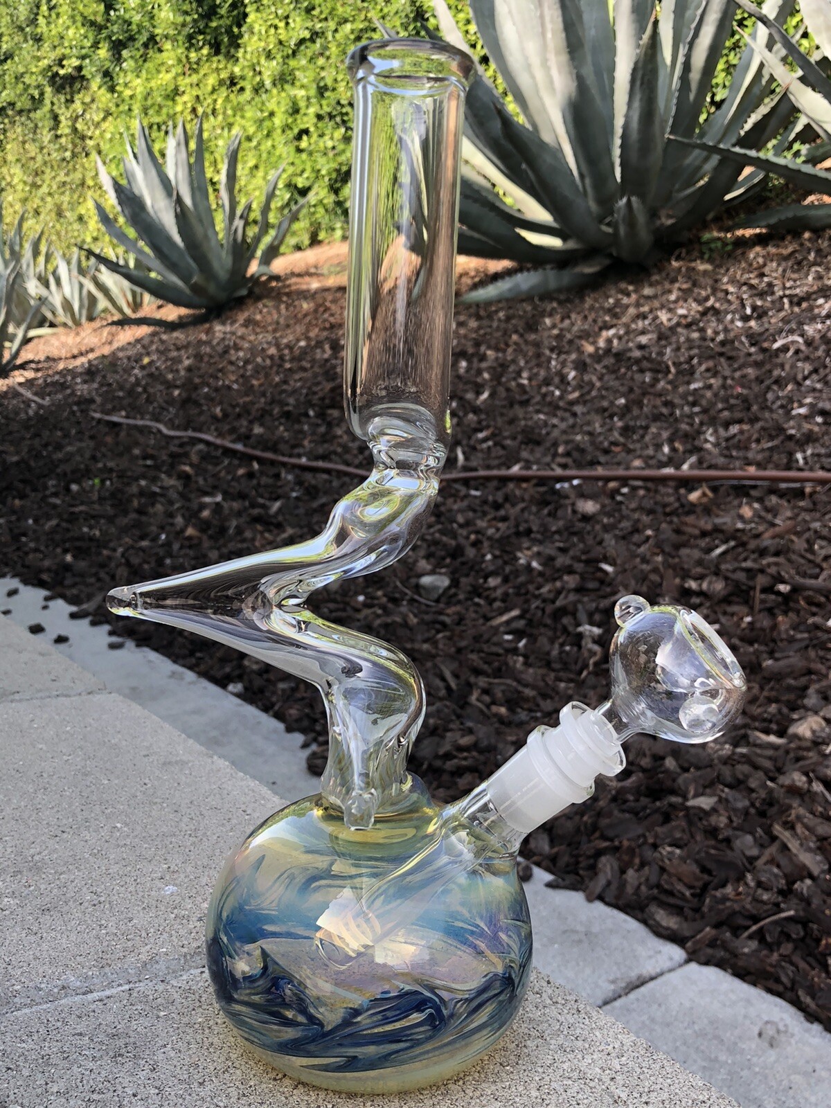 12''inch Three Zong Glass Water Bong Pipe Blue Color | eBay