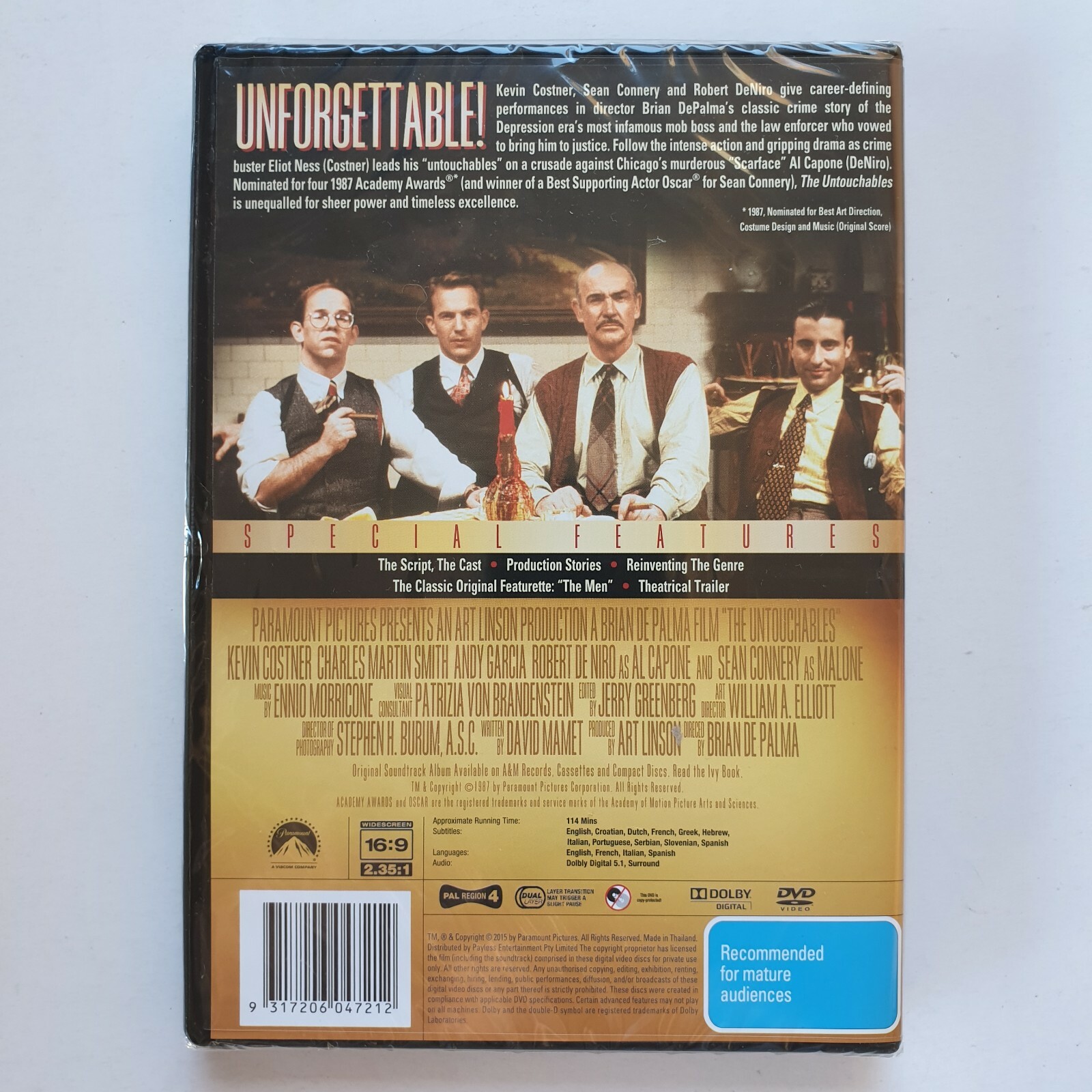 The Untouchables (DVD, 1987) PAL Region 4 (Kevin Costner, Robert De ...