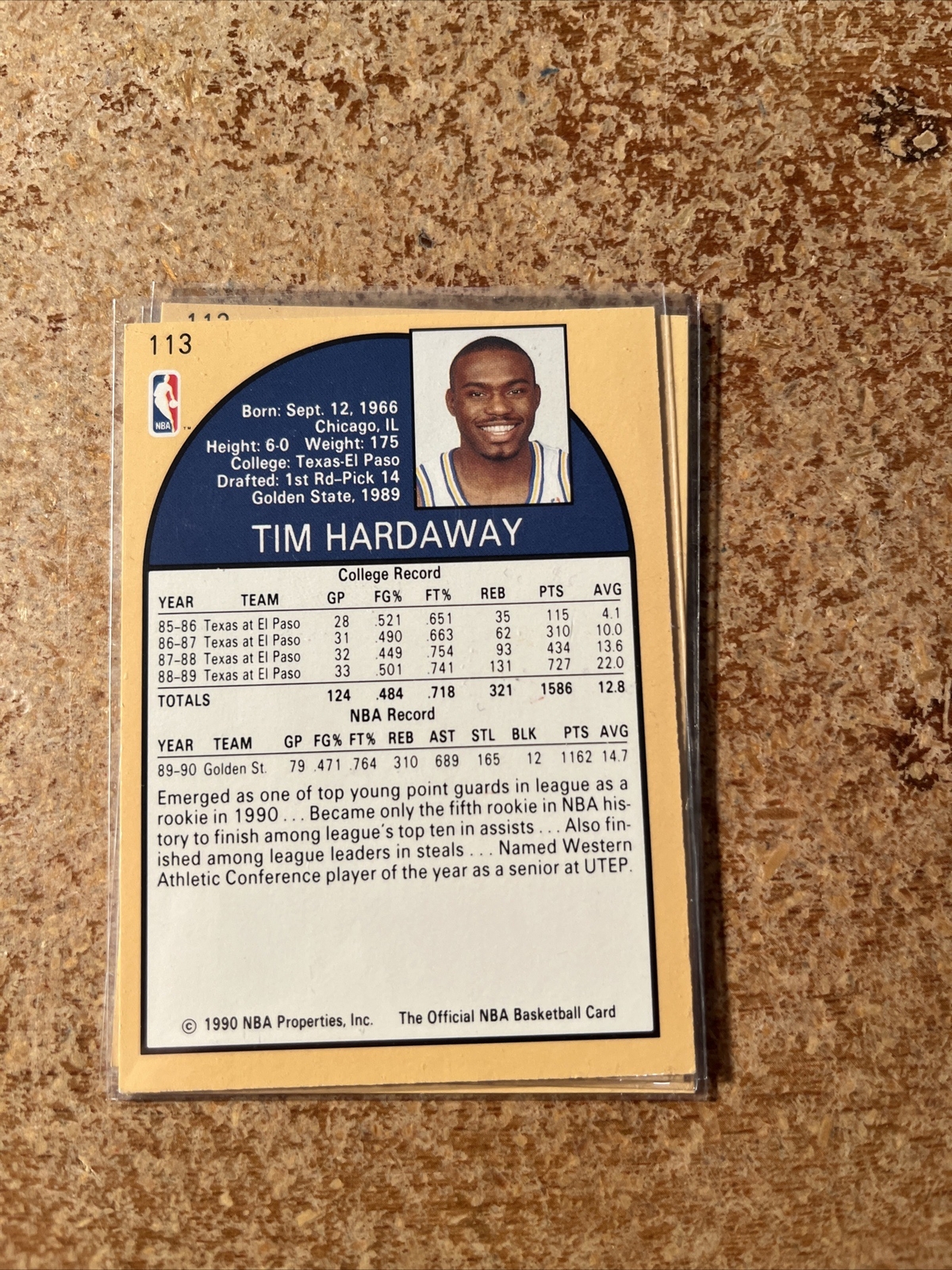 1990 HOOPS #113 TIM HARDAWAY ROOKIE CARD RC GOLDEN STATE WARRIORS HOF ...