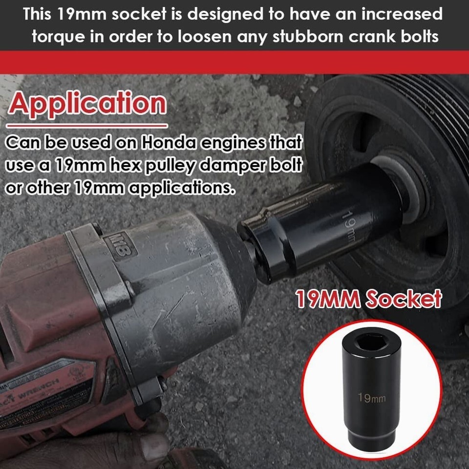 50mm Crank Pulley Wrench & 19mm Harmonic Balancer Socket Tool for Honda ...