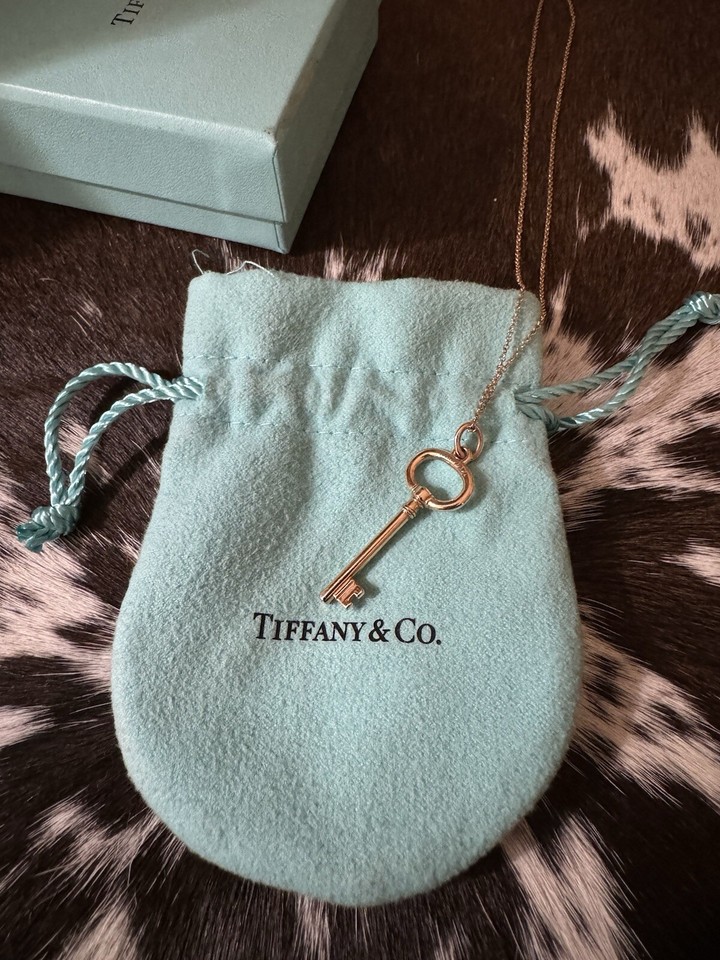 Tiffany & Co. Oval Key 18k Pink Rose Gold Length 18” Chain Necklace | eBay