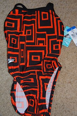 NWT Youth Girls SPEEDO Orange & Black Giants colors Racing Swimsuit 4 ...