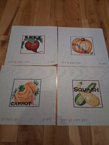 Handpainted Needlepoint Canvas - Set of 4 Fall Harvest Vegetables | eBay