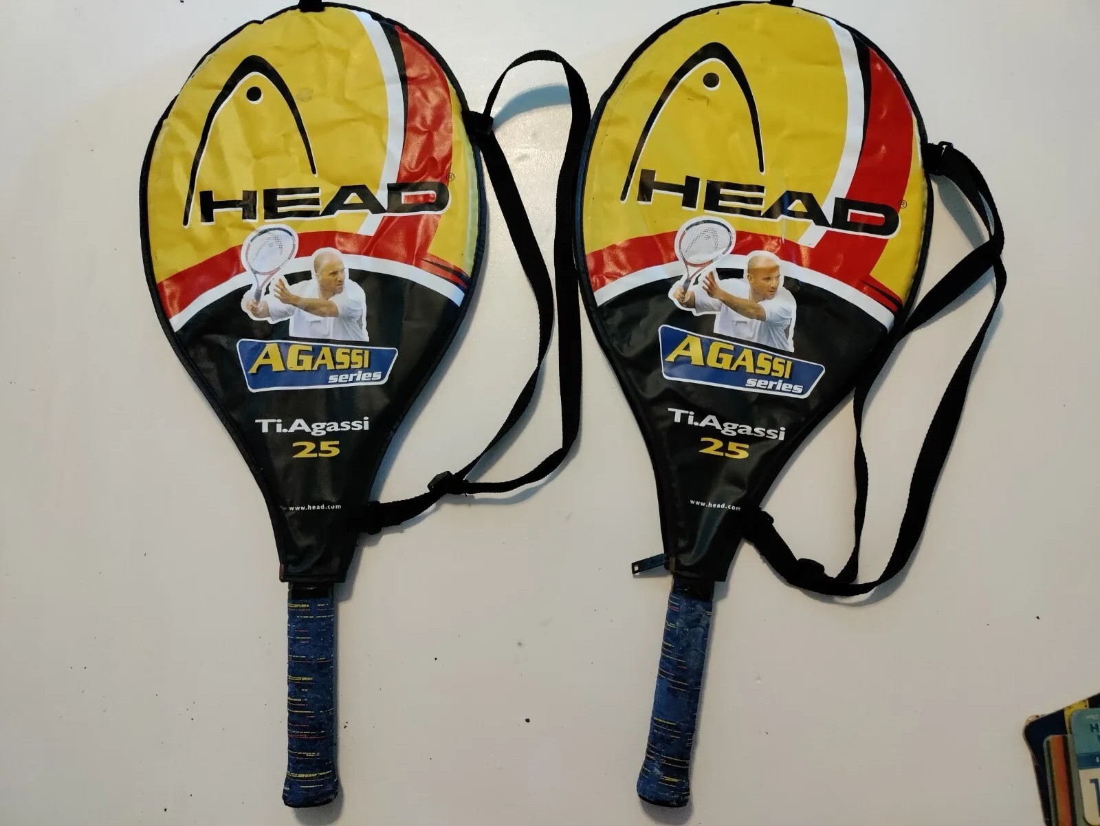 Set of 2 Ti Agassi 25 Tennis Racquets by Head W/Covers #230204 Yellow ...