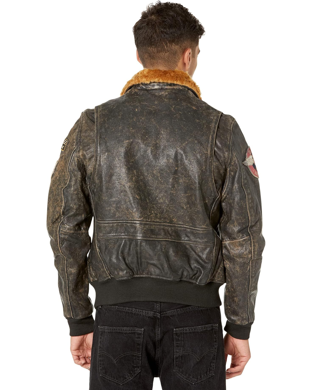 The Original D73 F-4 Cow Ston Wash LEATHER FLIGHT JACKET - Black Small ...