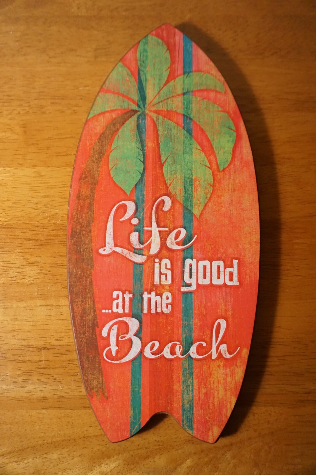 Life Is Good Tropical Island Palm Tree Beach Surfboard Sign Tiki Bar ...