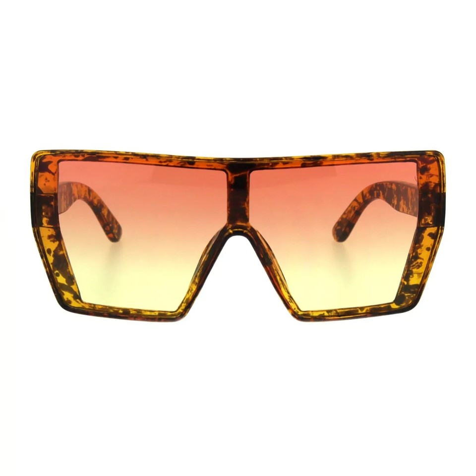 Oversized Square Design Single Lens Flat Fashion Large Sunglasses for ...