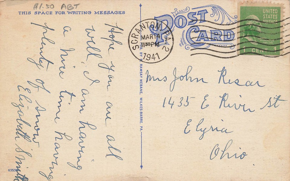 SULLIVAN TRAIL HIGHWAY ROAD POSTCARD WYOMING VALLEY PA PENNSYLVANIA ...