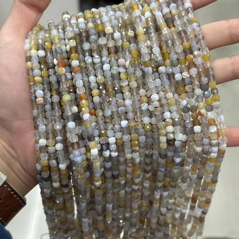 4mm Genuine Natural Faceted Cube Square Botswana Agate Beads for ...