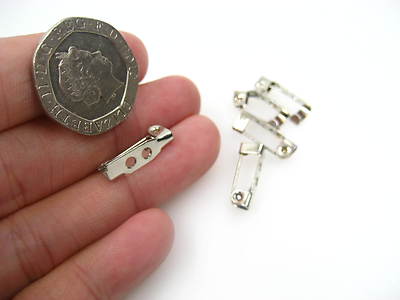 20pcs 0.6" Silver plated Brooch Backs Bar Pins Catch DIY Brooch ...