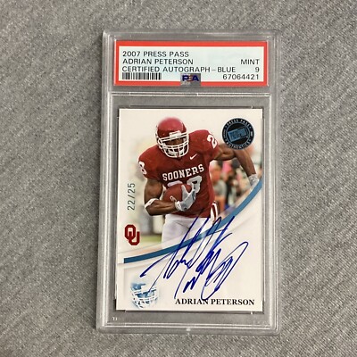 2007 Press Pass Adrian Peterson Certified Autograph-Blue PSA 9 MINT | eBay
