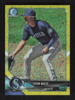 Evan White SN 2018 Bowman Chrome Prospects Yellow Shimmer #/75 Mariners ...