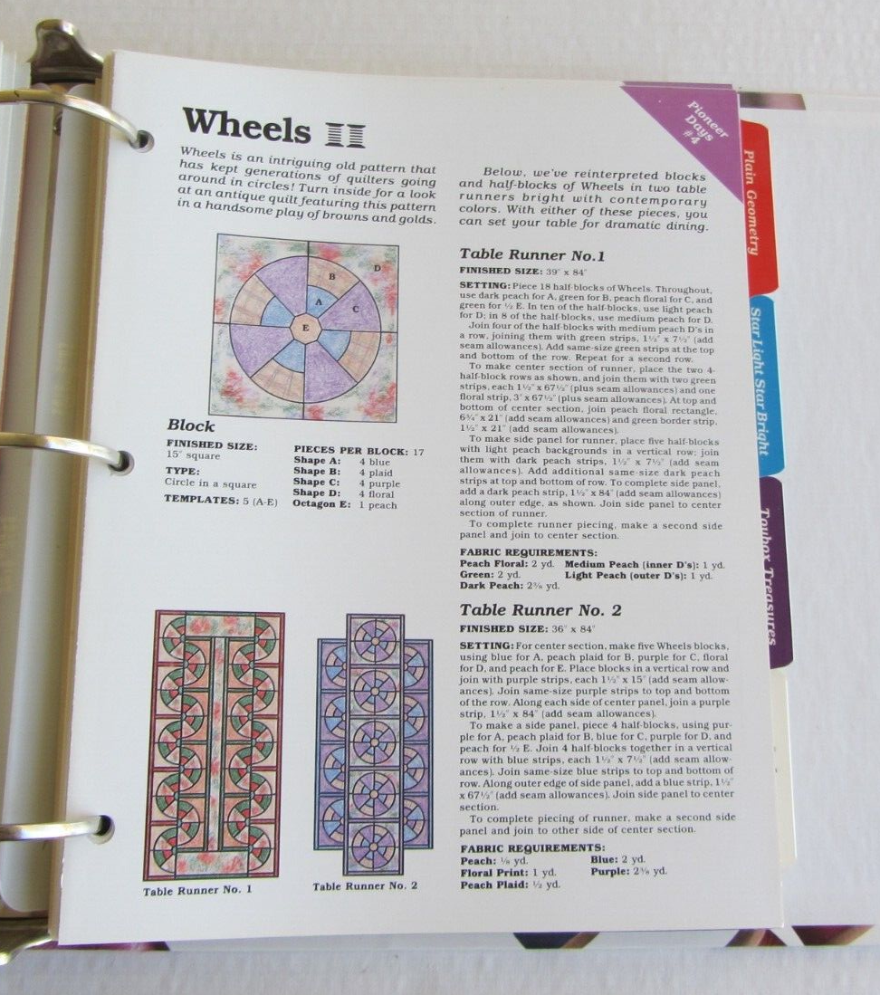 Georgia Bonesteel's Spinning Spools Quilt Patterns Template Binder | eBay
