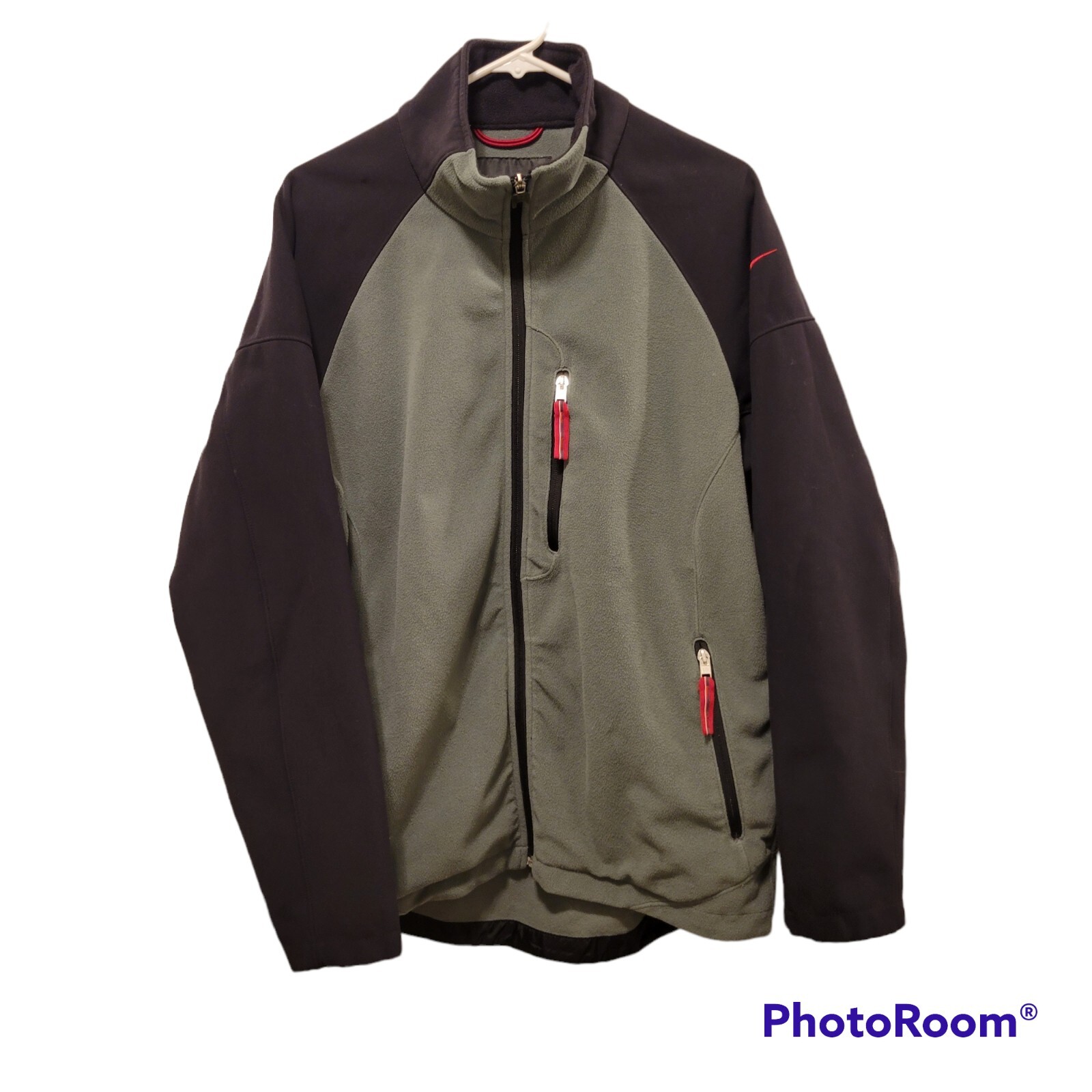 Nike Mens Gray Black Softshell Fleece Full Zip Jacket… - Gem